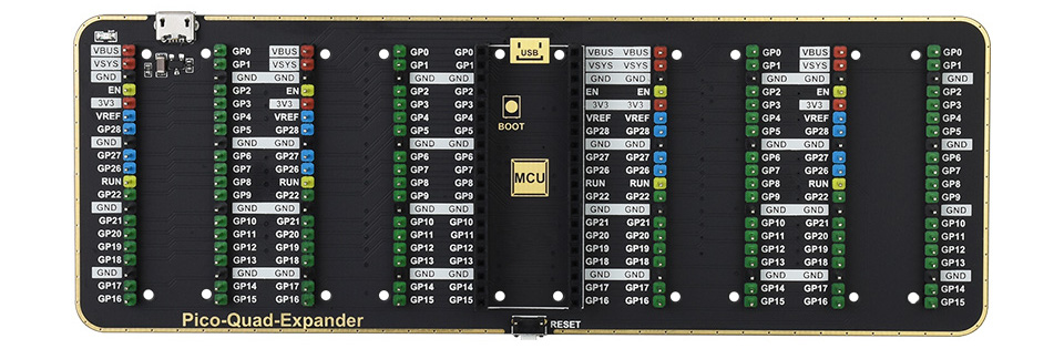 Quad GPIO Expander for Raspberry Pi Pico, Four Sets of Male Headers ...
